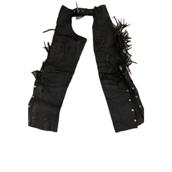 Unik | Other | Unik Black Leather Chaps With Fringe And Detail | Poshmark